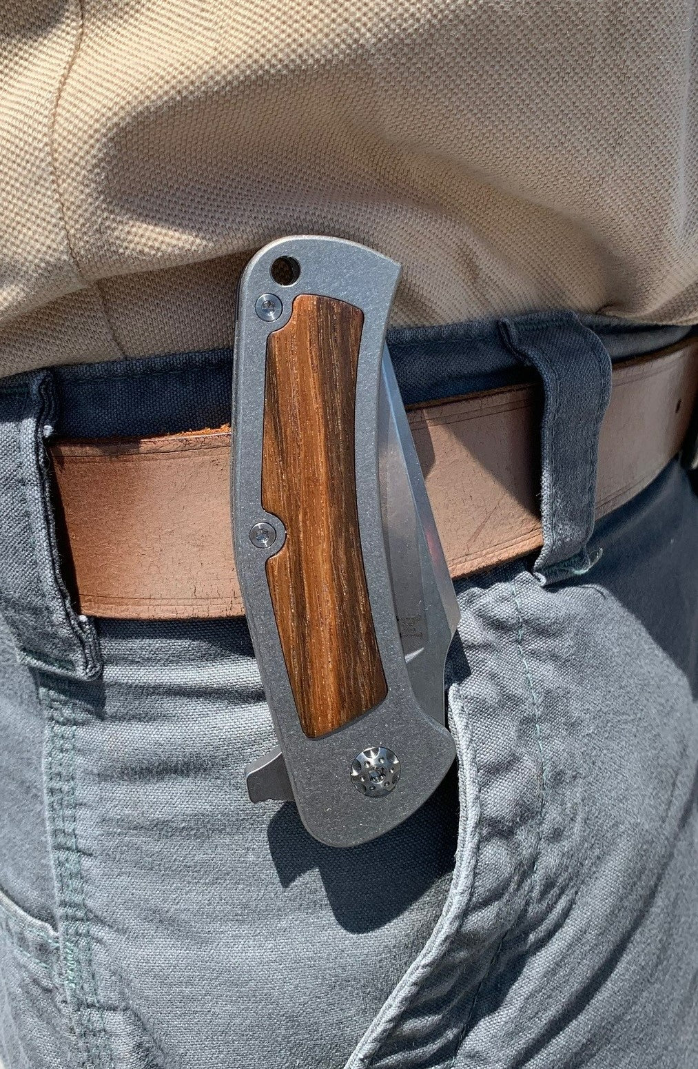 Guppy Folder Knife w/ BB Teak – Battle Star Collection