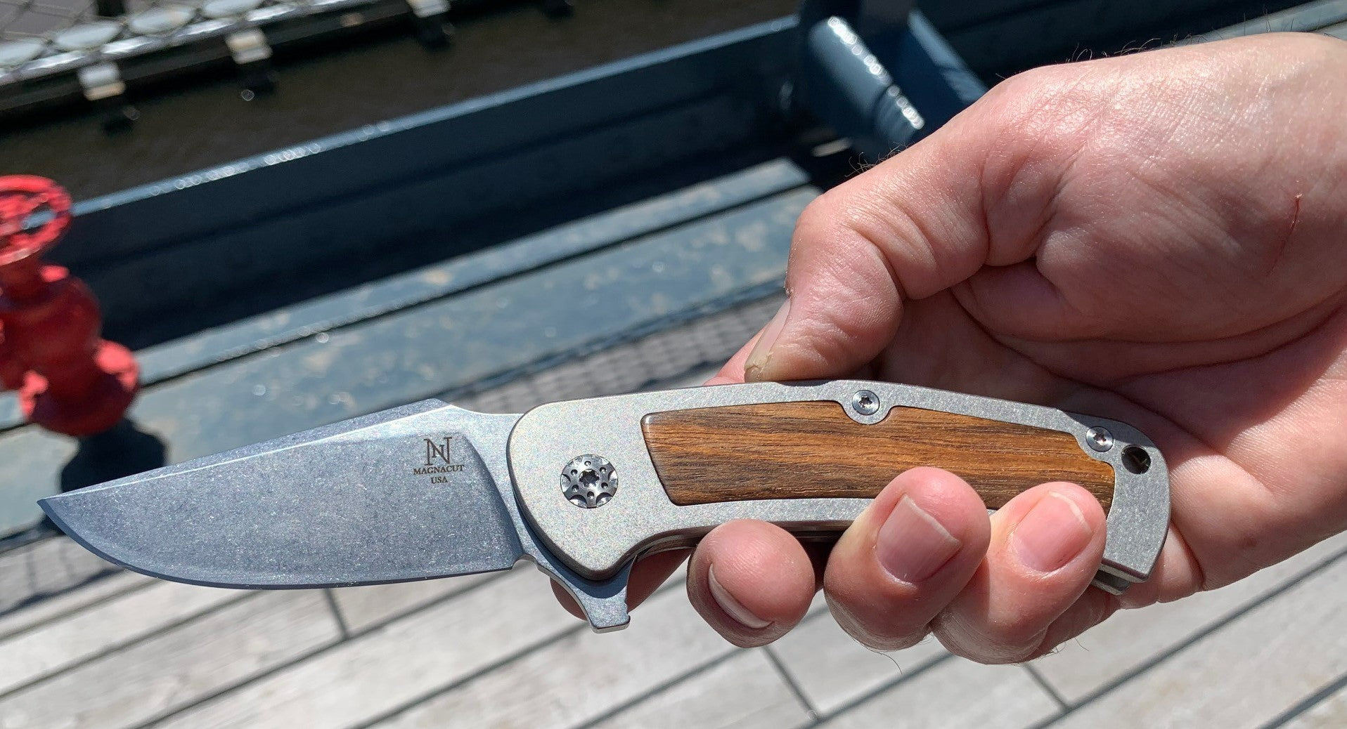 Guppy Folder Knife w/ BB Teak – Battle Star Collection