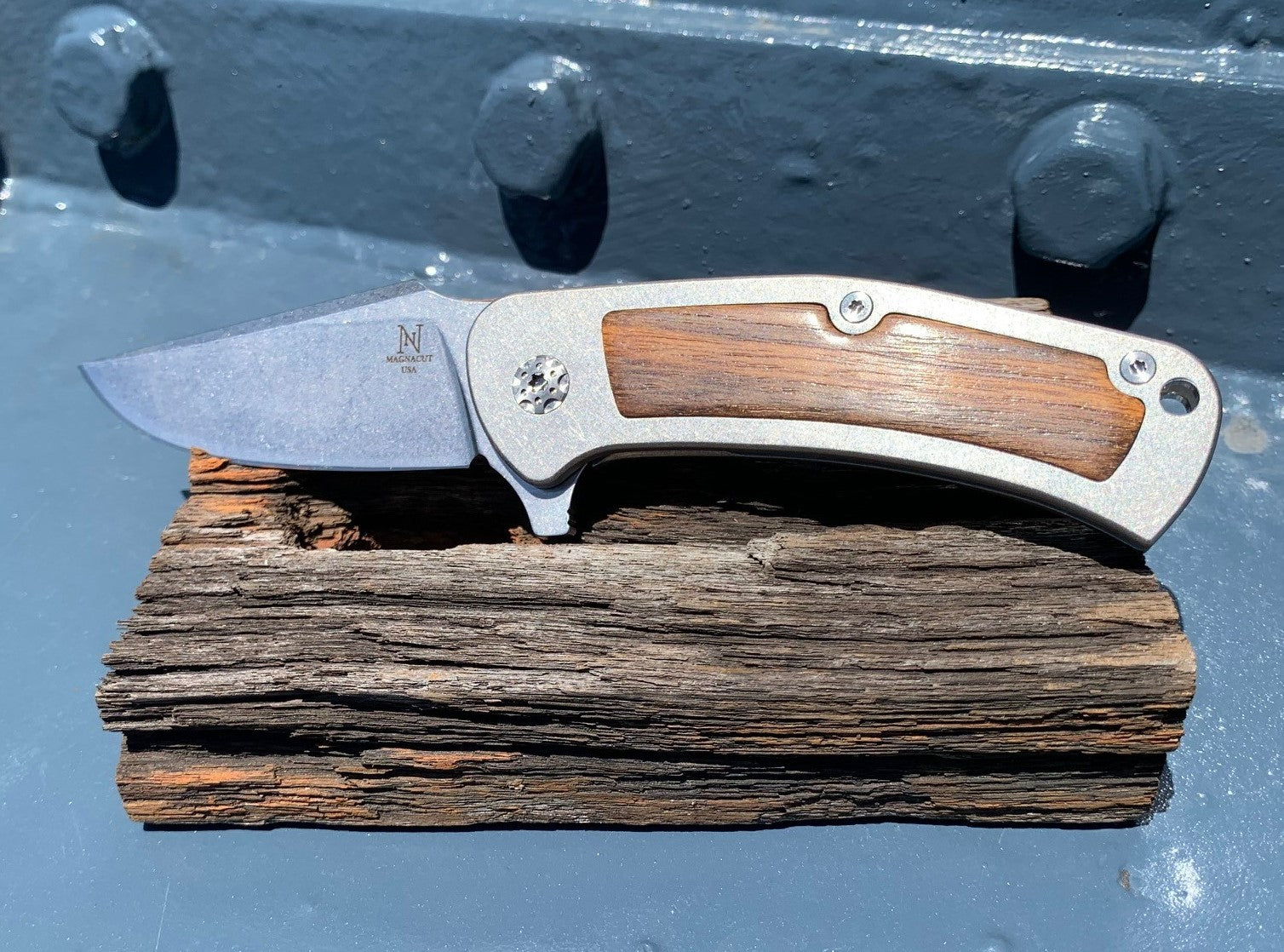 Guppy Folder Knife w/ BB Teak – Battle Star Collection
